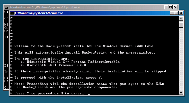 Running BackupAssist on Microsoft Server Core and Hyper-V Server