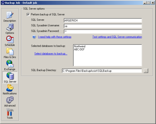 ntbackup SQL server backups