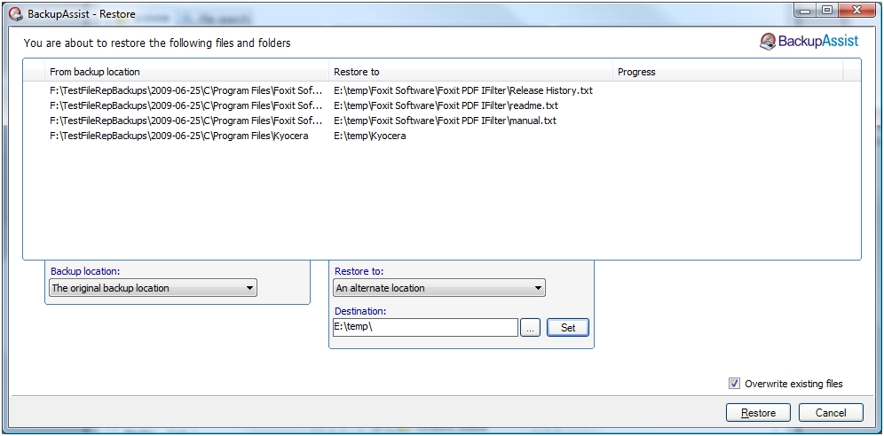 The New Backupassist V6 Restore Console